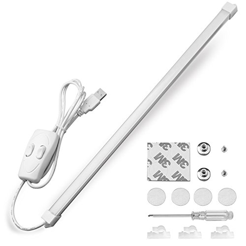 Qooltek Portable USB 60LED 7W Reading Strips Craft Light Eye-Care LED Desk Reading Lamp with Cool and Warm White Color Light Great for Craft Table, Pianos, Reading, Work Tables,DJ's, Music Stands