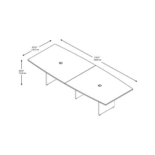 Bush Business Furniture 120W x 48D Boat Shaped Conference Table with Wood Base in Hansen Cherry