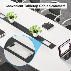 Tribesigns 8FT Conference Table, 94.48L x 47.24W x 29.52H Inches Large Boat Shaped Meeting Seminar Table with Cable Grommets, Modern Conference Room Table for Office