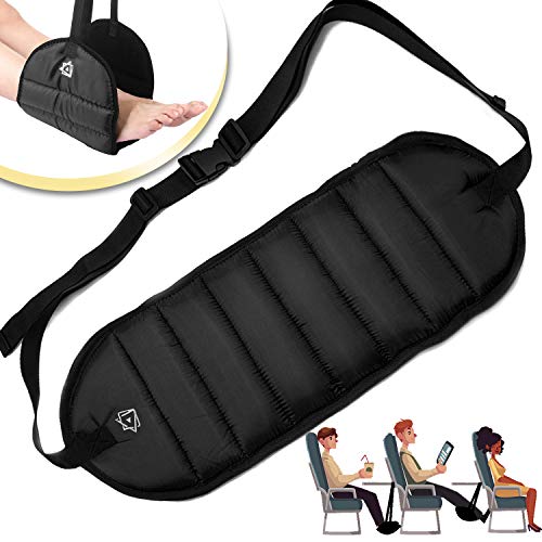 Foot Rest Airplane Travel Footrest - Flight Leg Hammock Hanger Sling to Prevent Back, Leg, Knee, Hip Pain & Stiffness - Portable Travel Accessories Adjustable Height for Plane, Train, Office