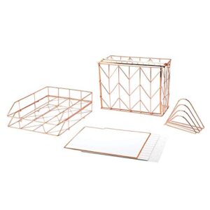 u brands desktop fashion filing set, desktop organizer, wire metal, rose gold, 10 pieces