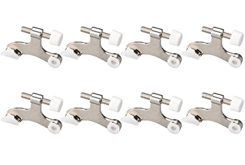 OBTANIM 8 Pack Hinge Pin Door Stopper Heavy Duty Metal Adjustable Door Stops with Rubber Bumper Tips (Silver)