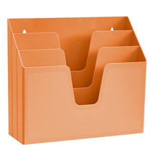 Acrimet Horizontal Triple File Folder Holder Organizer (Orange Citrus Color)