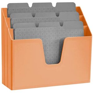 Acrimet Horizontal Triple File Folder Holder Organizer (Orange Citrus Color)