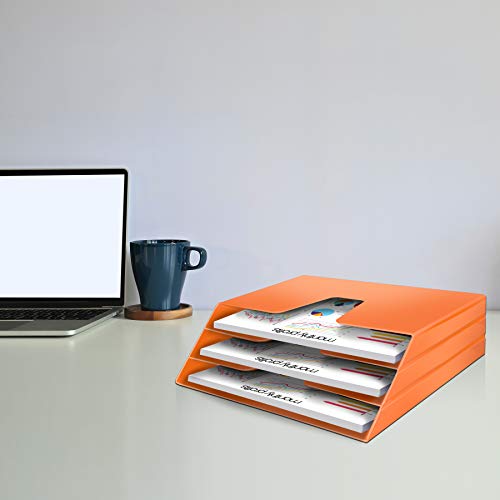 Acrimet Horizontal Triple File Folder Holder Organizer (Orange Citrus Color)