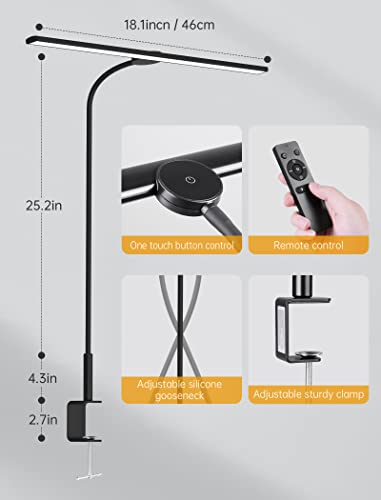 iLid LED Desk Lamp 18W Architect Clamp Desk Lamps for Home Office High CRI Eye Protection Stepless Dimming Desk Lamp with Remote Control for Monitor Studio Reading