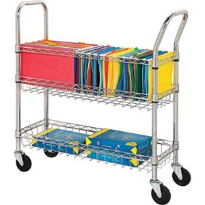 lorell wire mail cart, chrome