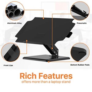 JOY worker Laptop Stand for Desk Adjustable Height, Gas Spring Laptop Holder Riser, Multi-Angle Foldable Aluminum Computer Stand for Laptop, Compatible with Laptops Up to 17 Inch, Black