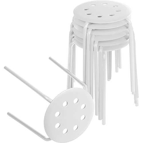 8 Pack Stacking Stools Classroom Stackable Stool Plastic Stack Stool Round Stacking Stool Set Student Round Stool Multipurpose Stool Chairs Flexible Seating for Kids Adult Home Classroom (White)