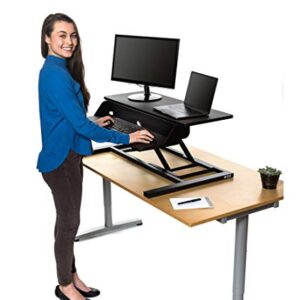 Stand Up Desk Store AirRise Pro Two Tier Standing Desk Converter Monitor Stand with Built-in Keyboard Tray (Black, 32" Wide)