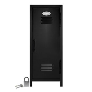 mini locker with lock and key black -10.75″ tall x 4.125″ x 4.125″