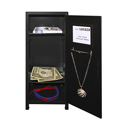 Mini Locker with Lock and Key Black -10.75" Tall x 4.125" x 4.125"