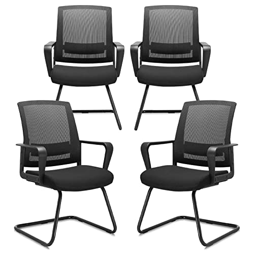 CLATINA Office Guest Chair with Lumbar Support and Mid Back Mesh Space Air Grid Series for Reception Conference Room 4 Pack