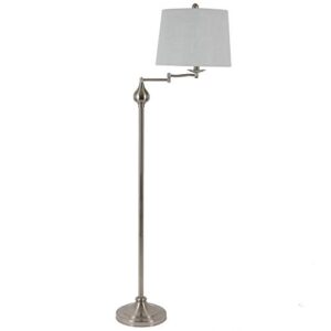 decor therapy tina floor lamp with swing arm and ball accent, brushed steel – pl4377