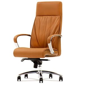 Zuri Furniture Forbes Genuine Leather Aluminum Base High Back Executive Chair - Tan