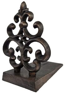 lulu decor, cast iron fleur de lis door stop, door stopper in antique black finish, beautiful and useful product (1 piece)