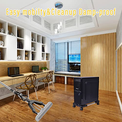 Computer Tower Stand, PC Stand, Adjustable CPU Holder Stand with 4 Silent Locking Caster Wheels, PC Stand Shelf for Floor, Mobile PC Tower Stand Fits Home Office Most PC Under Desk