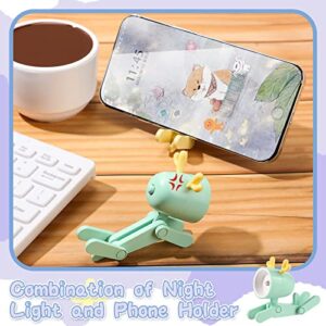 9 Pcs LED Student Cute Night Light, Mini Puppy Deer Dinosaur Reading Table Lamp with Mobile Phone Holder, Portable Foldable Small Desk Light Small Mini Desk Lamp for Kids Students (Bright Color)