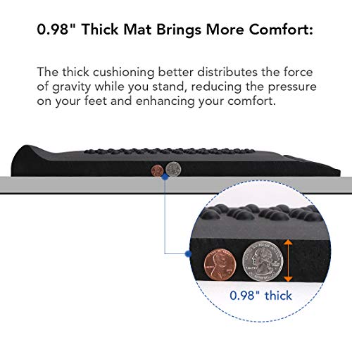 FLEXISPOT Ergonomic Office Standing Desk Mat and Kitchen Not-Flat Anti-Fatigue Comfort Floor Mat 32.3 in x 20.5 in x 0.98 in for Stand Up Desk with Massage Points Black