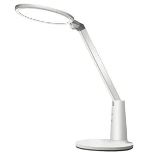 gerintech led desk lamp with adjustable brightness, dimmable bright table lamp for bedroom, office, reading, study (white)