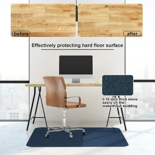 DRPORONYN Office Hard Floor Chair Mats, Hardwood Tile Floor Carpet Desk Protector Mat Without Curling,Scratch for Rolling Chair Computer Desks (Dark Blue, 48" x 36")