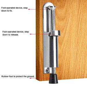 dingchi Kickdown Door Stops, Stainless Steel Easy Step Door Stopper, Spring Loaded Telescopic Step On/Off Door Stopper Rubber, Adjustable Heavy Duty Door Locks Holder Stop/Release by Foot