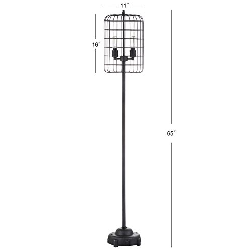 JONATHAN Y JYL4030A Odette 65" Industrial Metal Floor Lamp Industrial,Rustic,Transitional for Bedrooms, Living Room, Office, Reading, Black/Silver