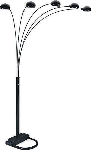 SH Lighting 5 Adjustable Arm Arching Floor Lamp - Features a Dimmer Switch for Perfect Light Settings - 84" Tall Great for Living Rooms, Bedrooms, or Arching Over Couches (Black)