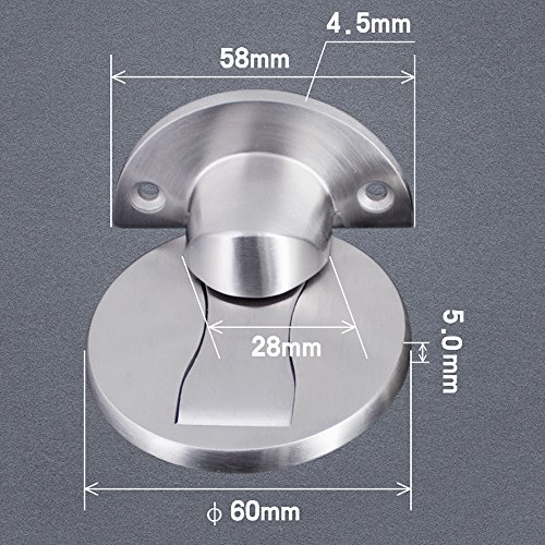 Magnetic Door Stopper, Invisible Magnetic Door Stop, Brushed Satin Nickel, No Need Drill with 3M Adhesive, Stainless Steel Floor Magnetic Door Catch Door Hold (Silver)