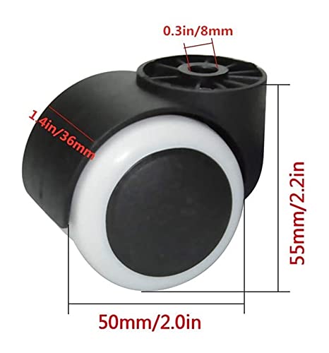 Office Chair Caster Wheels Set of 5 Office Chair Revolving Chair Casters Replacement Nylon Furniture Wheels Premium Computer Desk Castor Bearing Capacity 125KG / 276lbs (5) Colour Name:Plunger Stem He