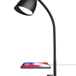 LiFMIRA Small Desk Lamp with USB Charging Port 3 Color Modes Light Induction Smart Auto-Dimming Reading Light CRI 90+ Flexible Gooseneck Desk Lamps for Home Office Dorm Study Room AC Adapter Included