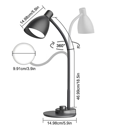 LiFMIRA Small Desk Lamp with USB Charging Port 3 Color Modes Light Induction Smart Auto-Dimming Reading Light CRI 90+ Flexible Gooseneck Desk Lamps for Home Office Dorm Study Room AC Adapter Included