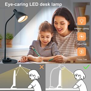 LiFMIRA Small Desk Lamp with USB Charging Port 3 Color Modes Light Induction Smart Auto-Dimming Reading Light CRI 90+ Flexible Gooseneck Desk Lamps for Home Office Dorm Study Room AC Adapter Included