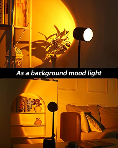 Flymuda LED Desk Lamp with Sunset Lamp, Pen Holder, Led Reading Lamp with 3 Color Modes, 360° Rotation, Battery Operated, Touch Control, Sunset Night Light & Desk Lamp 2 in 1 for Home Office - Black