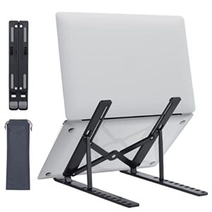 uniwit 10- levels adjustable laptop notebook stand holder, foldable portable plastic riser laptop holder, ventilated and lightweight compatible for macbook, laptop, notebook computer,tablet(black)