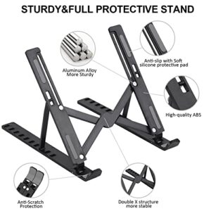 Uniwit 10- Levels Adjustable Laptop Notebook Stand Holder, Foldable Portable Plastic Riser Laptop Holder, Ventilated and Lightweight Compatible for MacBook, Laptop, Notebook Computer,Tablet(Black)