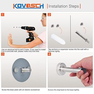 KOVOSCH 2 Pack Door Stoppers, 304 Stainless Steel Door Stop，Modern Heavy Duty Rigid Door Holder with Mute Rubber Bumper Tip and Hardware Screws, Brushed Finish