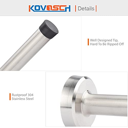 KOVOSCH 2 Pack Door Stoppers, 304 Stainless Steel Door Stop，Modern Heavy Duty Rigid Door Holder with Mute Rubber Bumper Tip and Hardware Screws, Brushed Finish