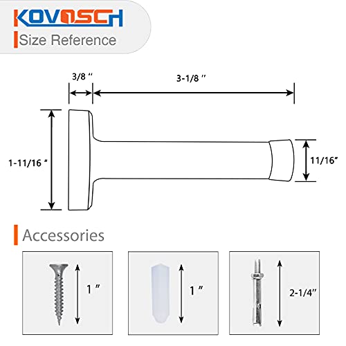 KOVOSCH 2 Pack Door Stoppers, 304 Stainless Steel Door Stop，Modern Heavy Duty Rigid Door Holder with Mute Rubber Bumper Tip and Hardware Screws, Brushed Finish