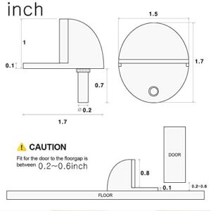 CG PLUS Floor Door Stopper Satin Nickel with Rubber pad, Semicircle Shaped Door Stopper, Stainless Steel for Protecting Wall (2inch x 4pack, Satin Nickel)