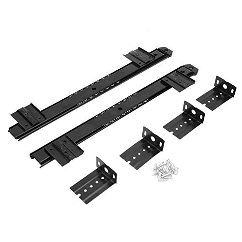 2Pcs 22 Inch Keyboard Slide Drawer Slide Thickened Cold Rolled Steel Computer Drawer Tray Accessories Computer Desk Keyboard Slide Rail Bracket(Black)