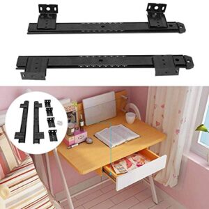 2Pcs 22 Inch Keyboard Slide Drawer Slide Thickened Cold Rolled Steel Computer Drawer Tray Accessories Computer Desk Keyboard Slide Rail Bracket(Black)