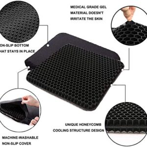 2021The Newest Gel Seat Cushion,with Non-Slip Cover,Help in Relieving Back Pain & Sciatica Pain,Seat Cushion for The Car,Office,Wheelchair&Chair (Black)