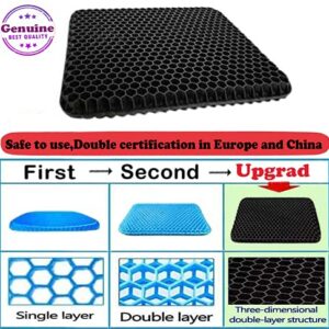 2021The Newest Gel Seat Cushion,with Non-Slip Cover,Help in Relieving Back Pain & Sciatica Pain,Seat Cushion for The Car,Office,Wheelchair&Chair (Black)