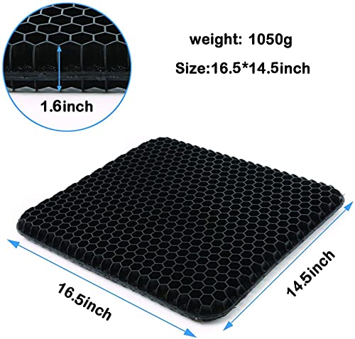 2021The Newest Gel Seat Cushion,with Non-Slip Cover,Help in Relieving Back Pain & Sciatica Pain,Seat Cushion for The Car,Office,Wheelchair&Chair (Black)