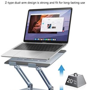 AboveTEK Laptop Stand, Adjustable Laptop Riser, Aluminum Computer Stand for Laptop up to 17.3 Inches, Portable Laptop Holder Compatible with MacBook Pro, HP, Ergonomic Desktop for Office, Home, Grey