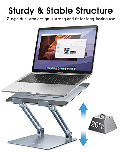 AboveTEK Laptop Stand, Adjustable Laptop Riser, Aluminum Computer Stand for Laptop up to 17.3 Inches, Portable Laptop Holder Compatible with MacBook Pro, HP, Ergonomic Desktop for Office, Home, Grey