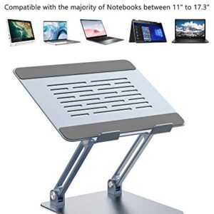 AboveTEK Laptop Stand, Adjustable Laptop Riser, Aluminum Computer Stand for Laptop up to 17.3 Inches, Portable Laptop Holder Compatible with MacBook Pro, HP, Ergonomic Desktop for Office, Home, Grey