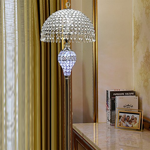 Hsyile Lighting KU300189 Luxury Wedding European Crystal Floor Lamp for Living Room,Bedroom,Office,Chrome Finish,1 Light