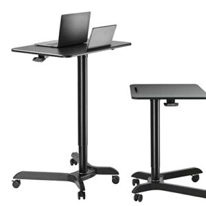 avlt 44″ ambidextrous pneumatic laptop standing desk cart (3 ft 8 in) – mobile rolling desk – computer projector cart – rolling height adjustable folding desk – mobile black cart with brake casters